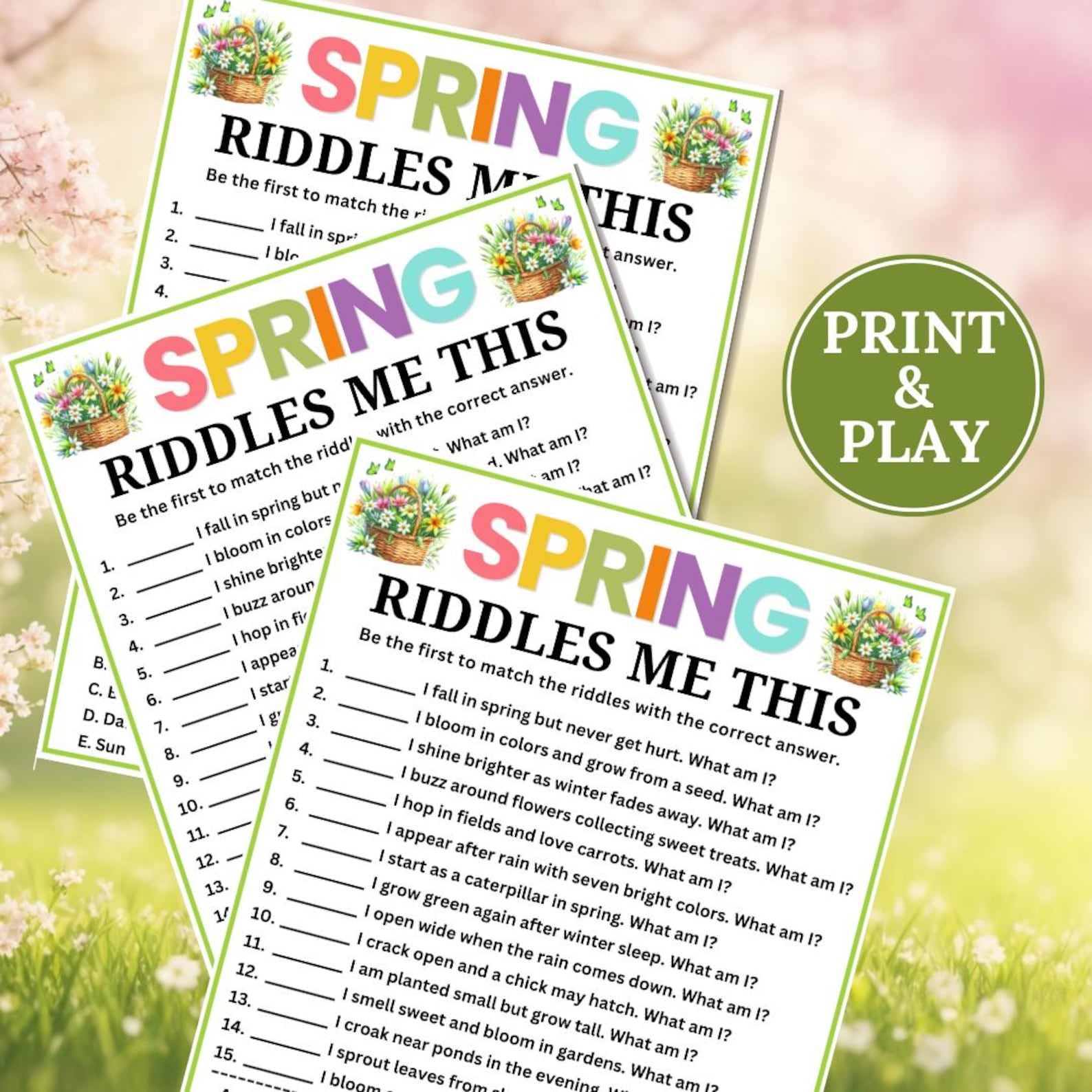 Spring Riddles Game, Riddle Me This, Holiday Riddles Game, Jokes Game ...