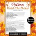Autumn Finish the Phrase Game Printable | Fall Party Game, Thanksgiving ...