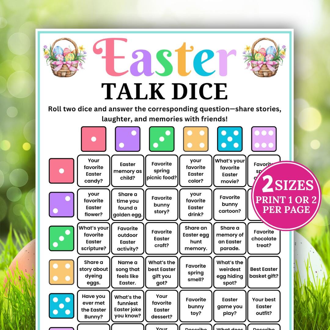 Easter Talk Dice Game, Table Talk Dice, Get to Know You Dice Game ...