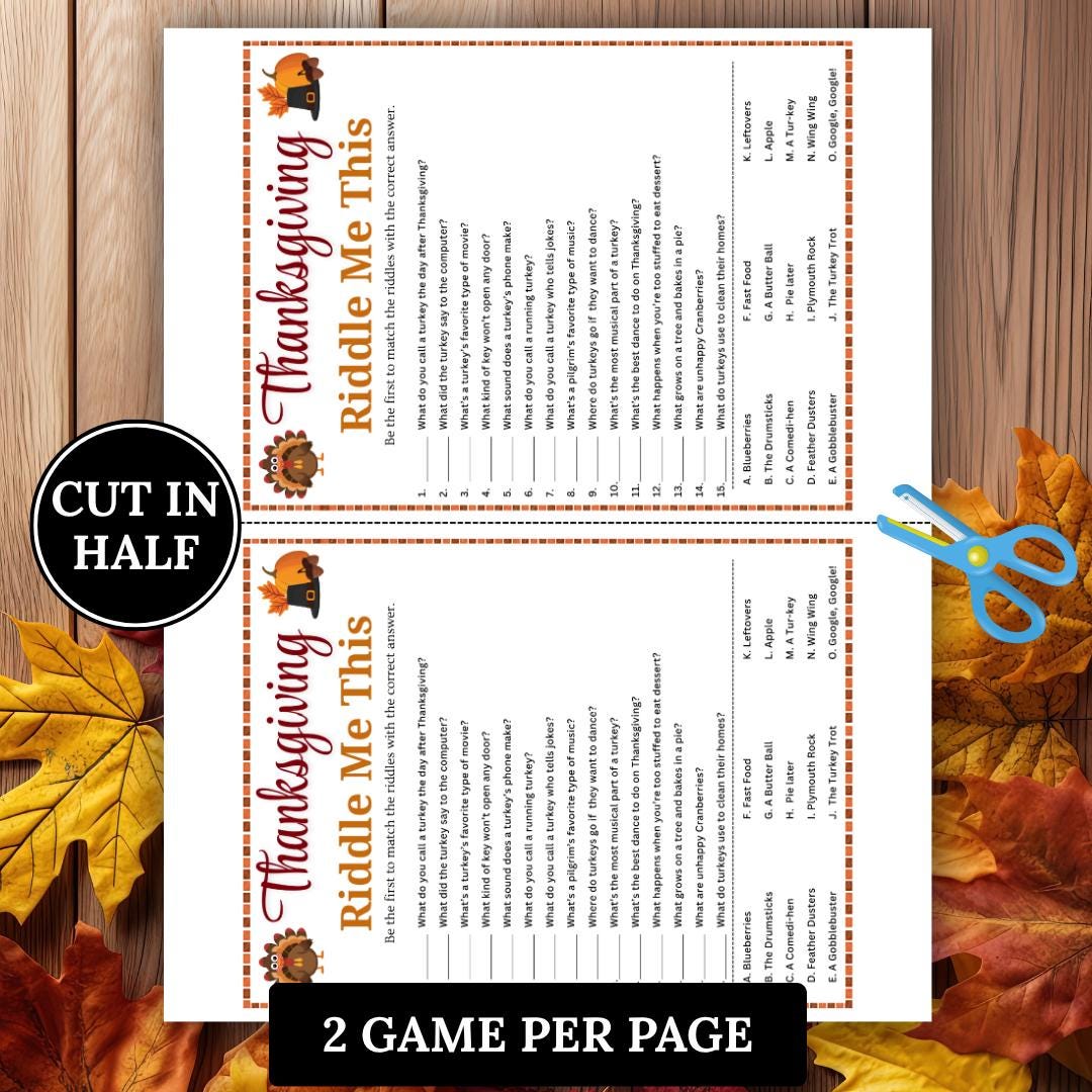 Thanksgiving Riddles Game, Riddle Me This, Turkey Day Trivia Quiz Kids ...