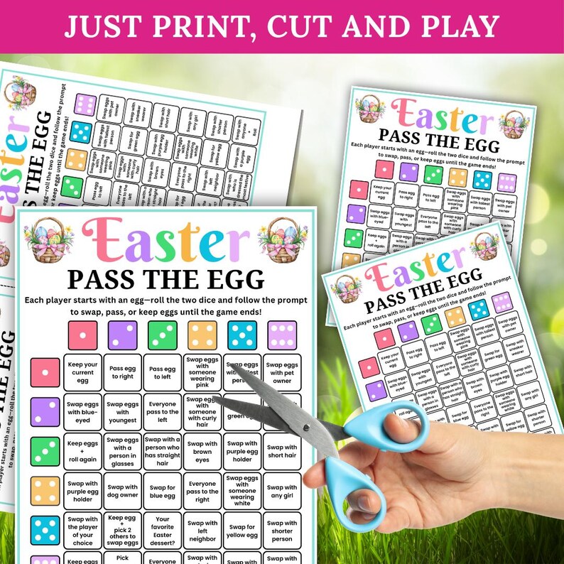 Easter Pass the Egg Game, Easter Dice Game, Easter Party Game for Kids ...