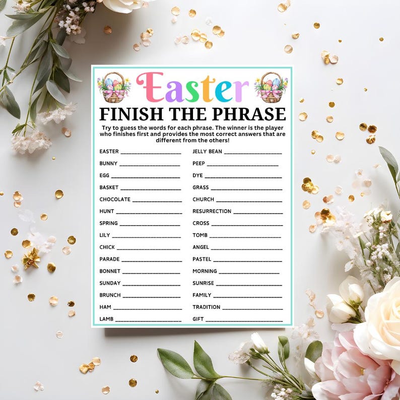 Easter Finish the Phrase Game, Printable Party Game, Holiday Game for ...