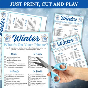 Winter Whats on Your Phone Game, Winter Party Game, Printable Family ...
