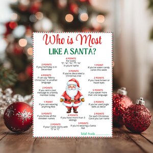 Who is Most Like Santa Game, Christmas Game, Christmas Activity, Santa ...