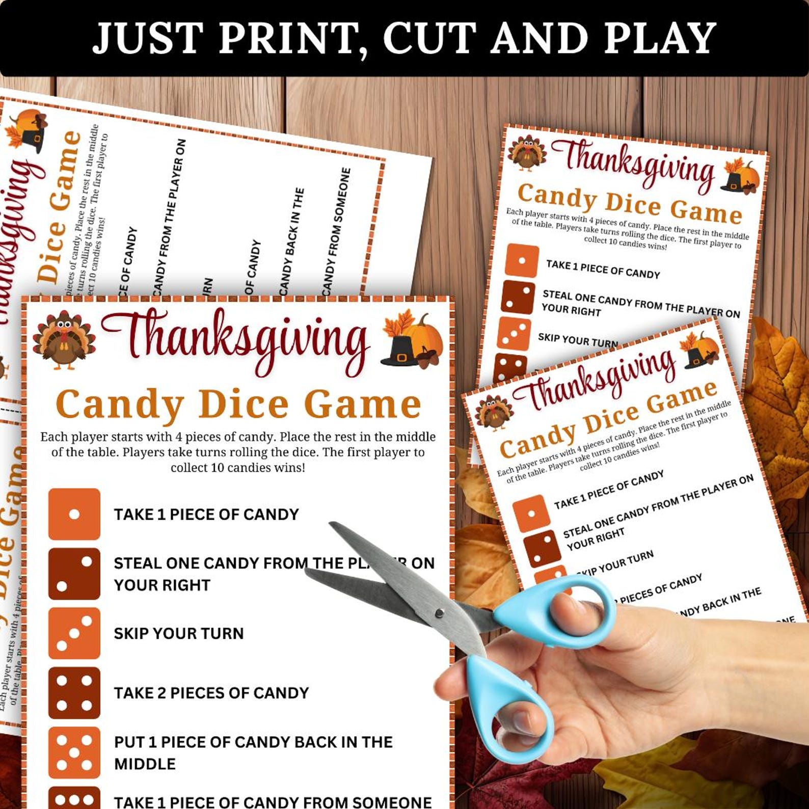 Thanksgiving Candy Dice Game, Thanksgiving Party Game Printable, Candy ...