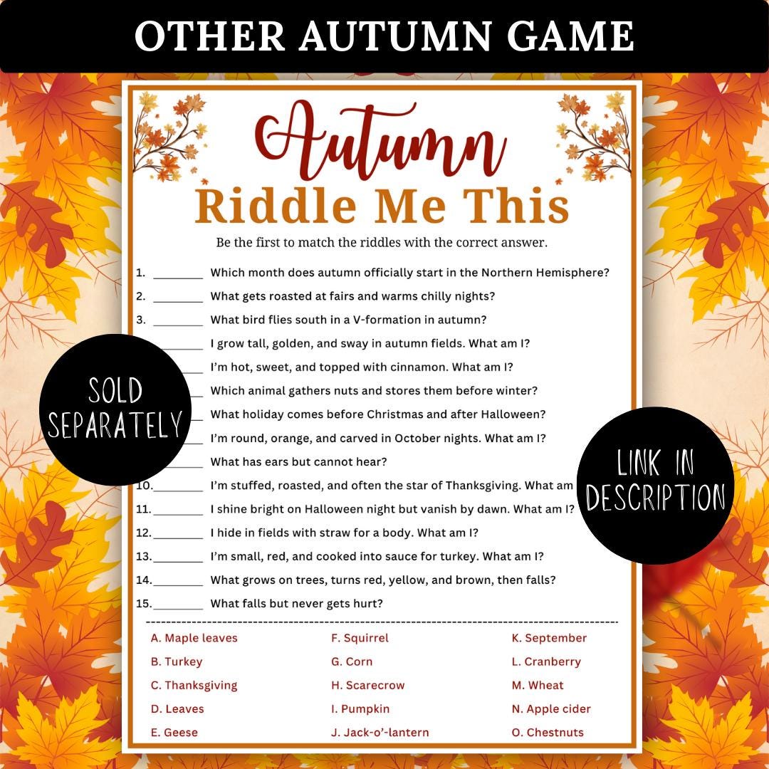 Fall Think Fast Game, Fall Trivia Game, Autumn Games, Icebreaker Game ...
