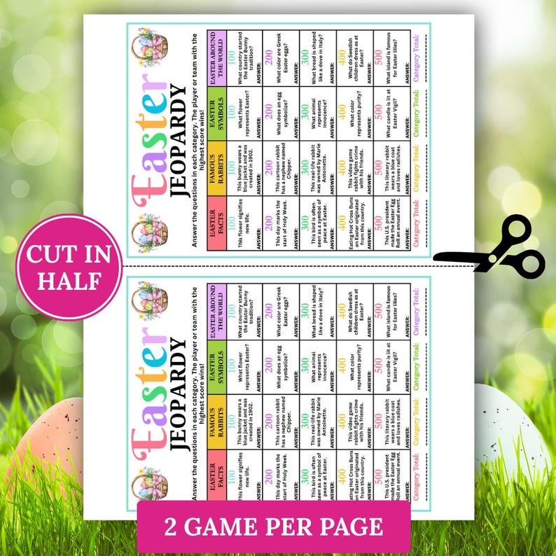 Easter Jeopardy Game, Printable Activity, Easter Party Game, Trivia ...