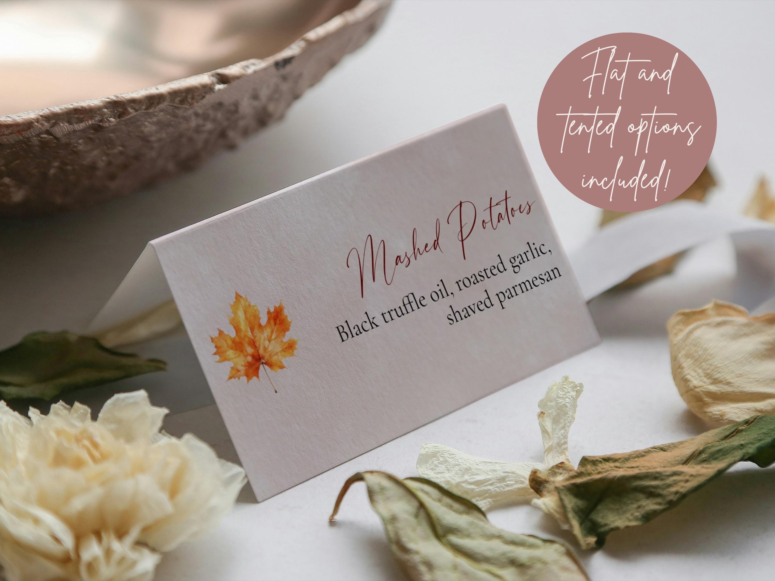 Autumn Buffet Card Template, Printable Fall Leaves Buffet Label ...