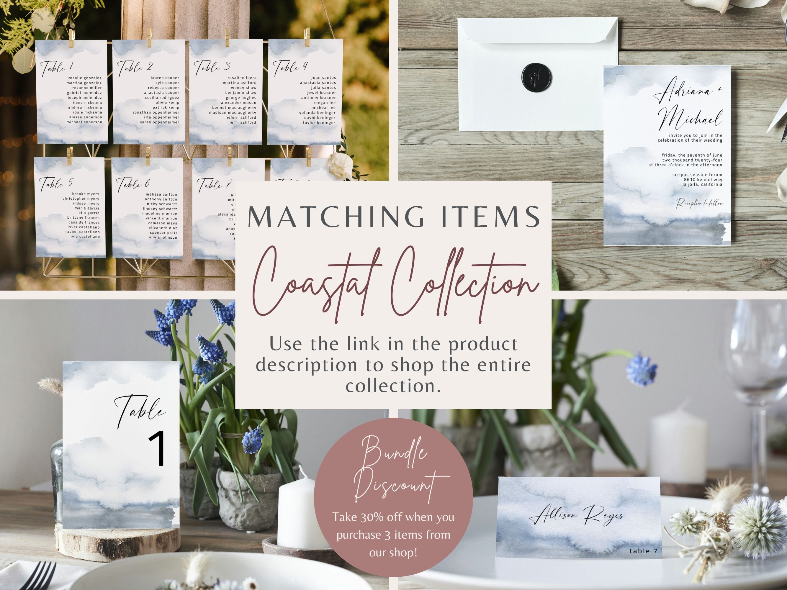 Dusty Blue Wedding Menu Template, Printable Blue Watercolor Dinner Menu ...