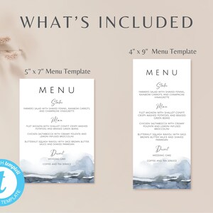 Dark Blue Wedding Menu Template, Printable Moody Blue Dinner Menu, Navy ...
