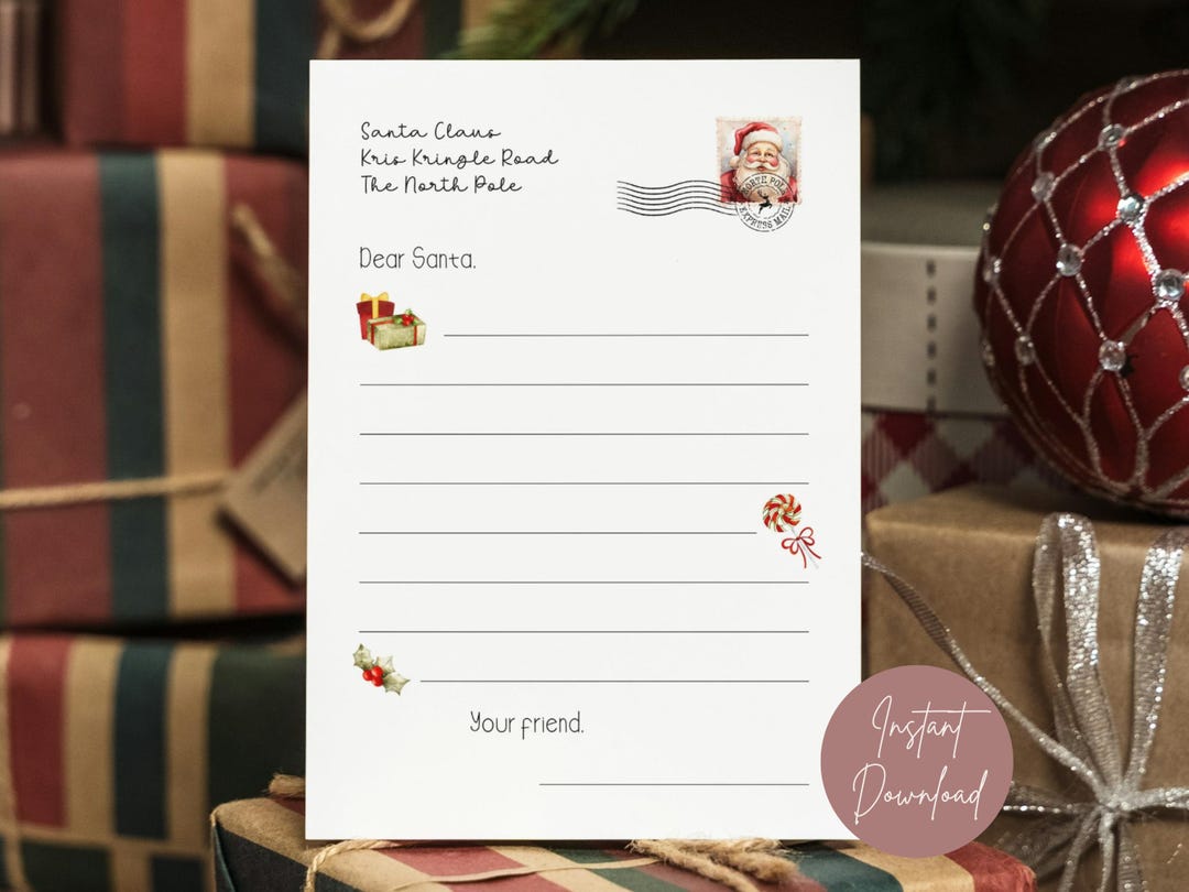 Santa Claus Letter Printable, Letter to Santa Printable, Santa Letter ...