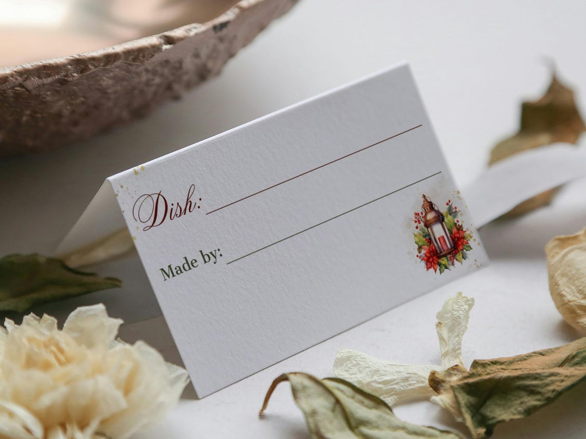 Christmas Potluck Card Printable, Holiday Buffet Labels, Christmas ...