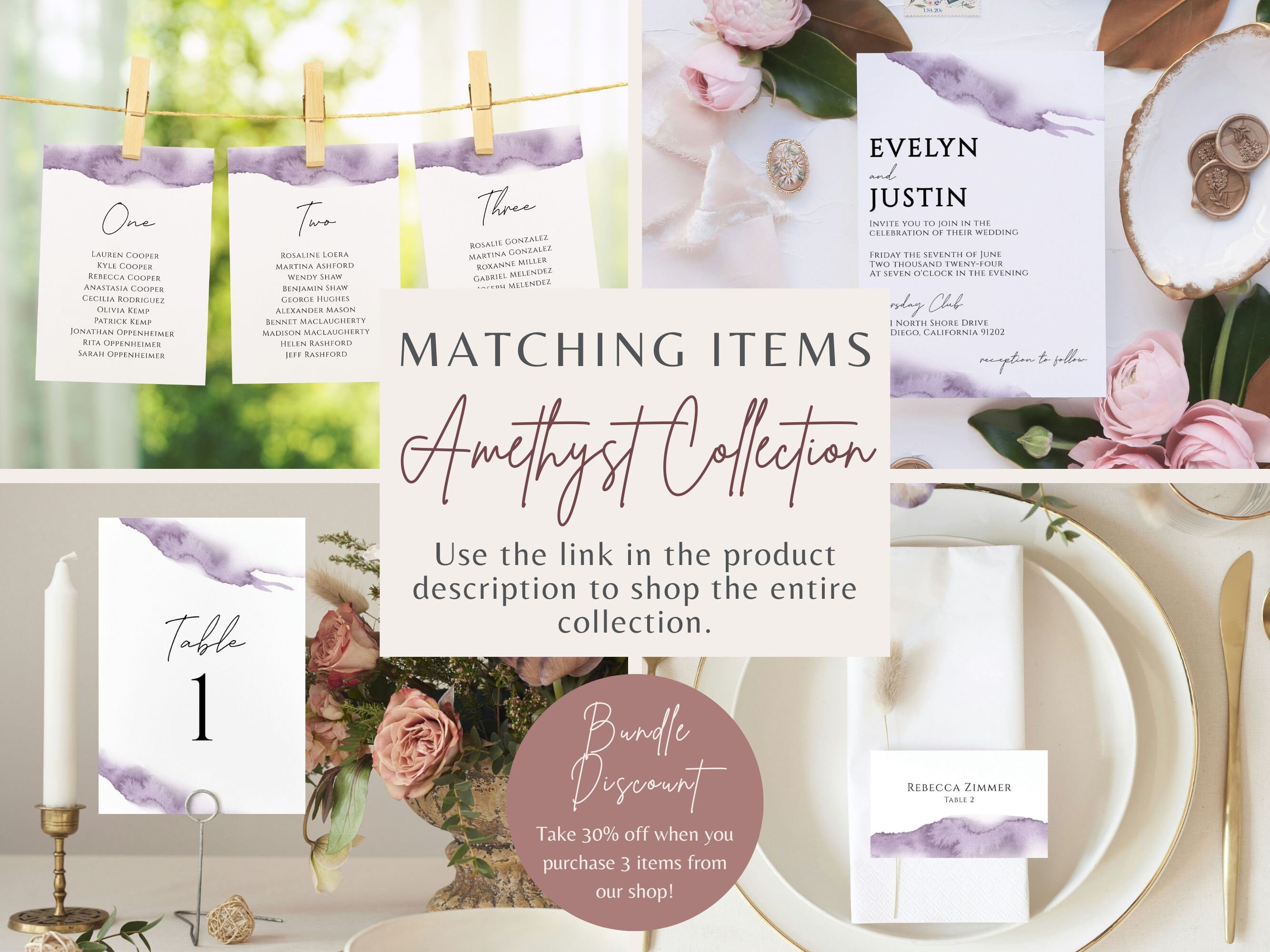 Purple Wedding Menu Template, Printable Lavender Dinner Menu, Lilac ...