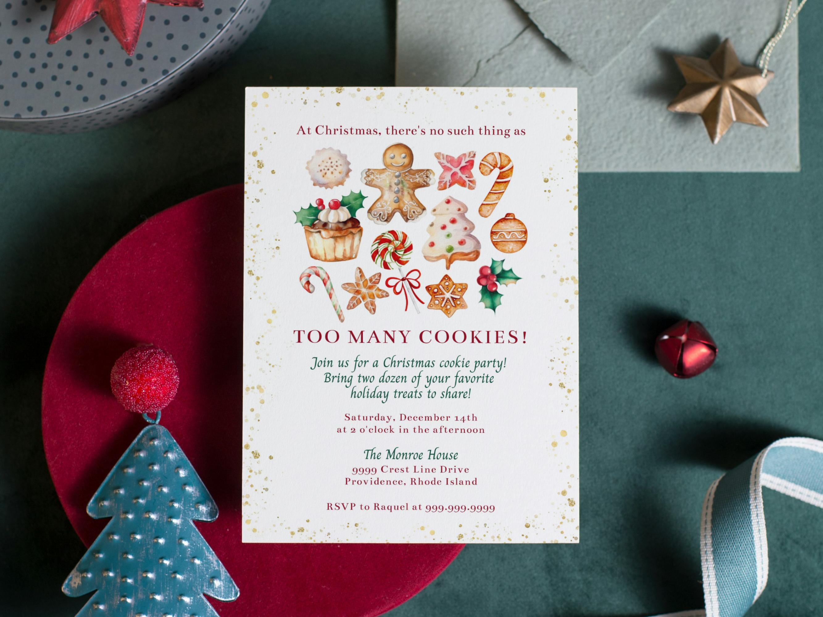 Christmas Cookie Party Invitation Template, Cookie Exchange Invite ...