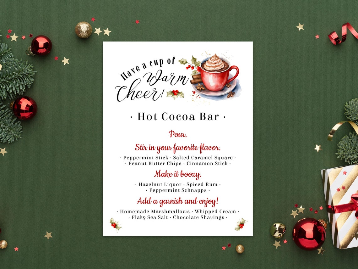 Hot Chocolate Bar Sign Template, Hot Cocoa Station Sign, Hot Chocolate ...
