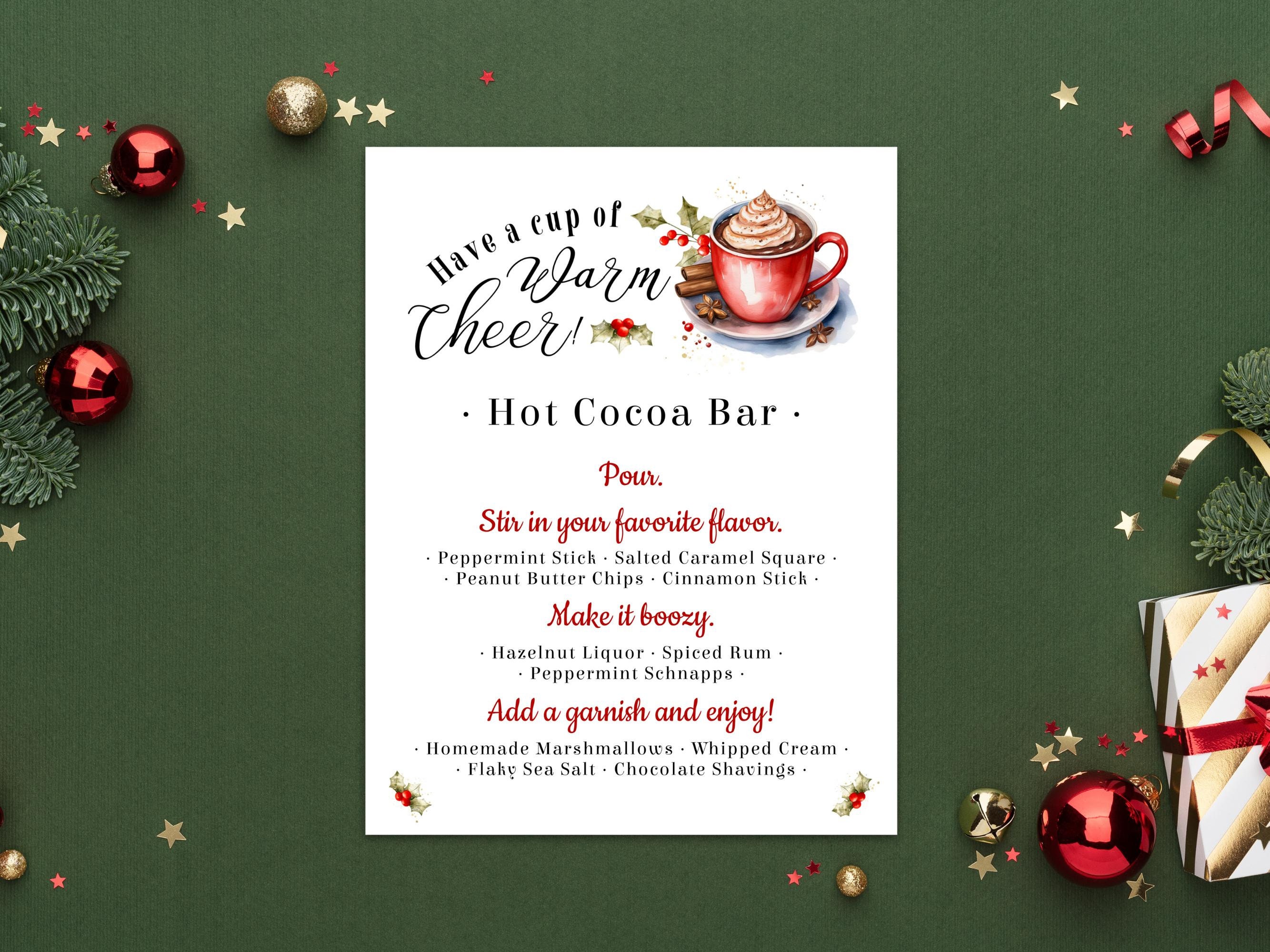 Hot Chocolate Bar Sign Template, Hot Cocoa Station Sign, Hot Chocolate ...