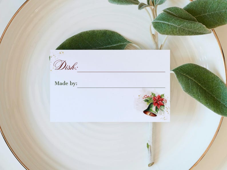 Christmas Potluck Card Printable, Holiday Buffet Labels, Christmas ...