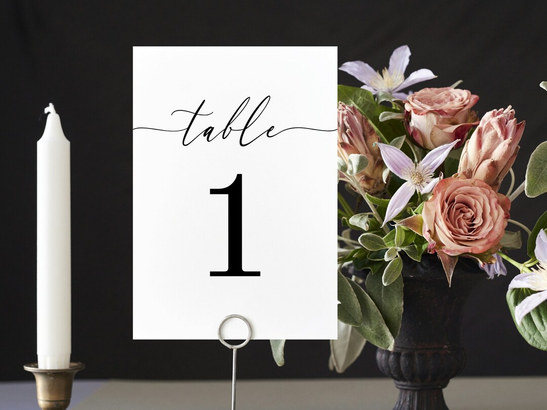 Wedding Table Number Template, Printable Modern Table Numbers, Elegant ...