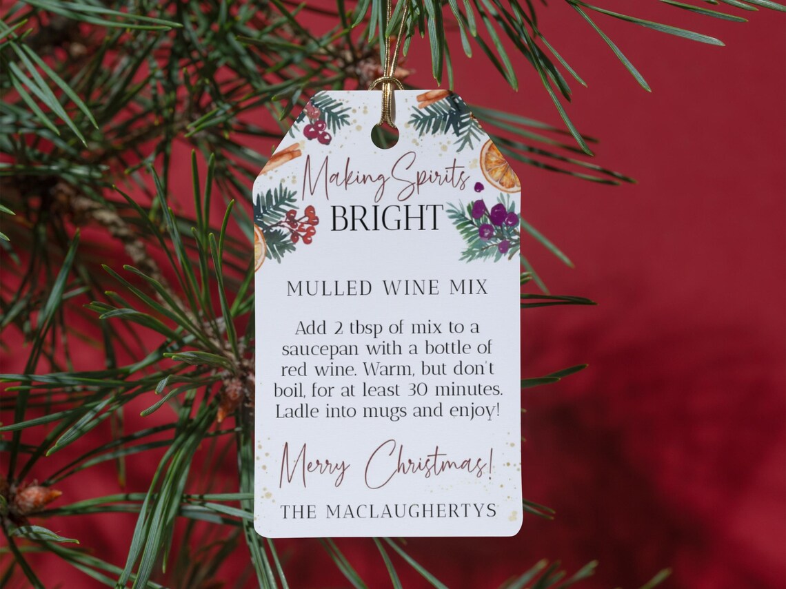 Christmas Mulled Wine Gift Tag Template, Christmas Mulling Spices Tag ...