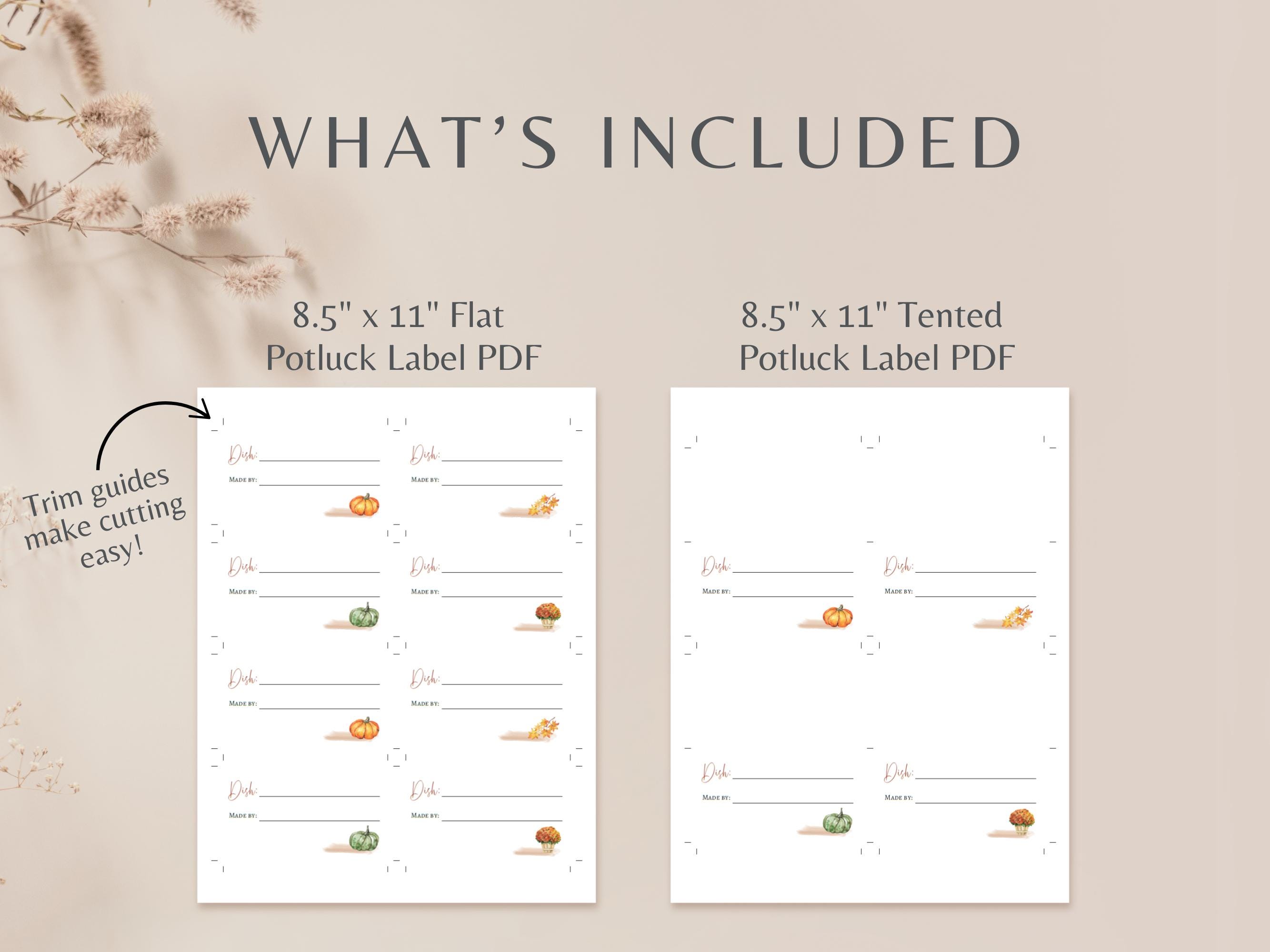 Autumn Potluck Buffet Card Printable, Thanksgiving Potluck Food Label ...