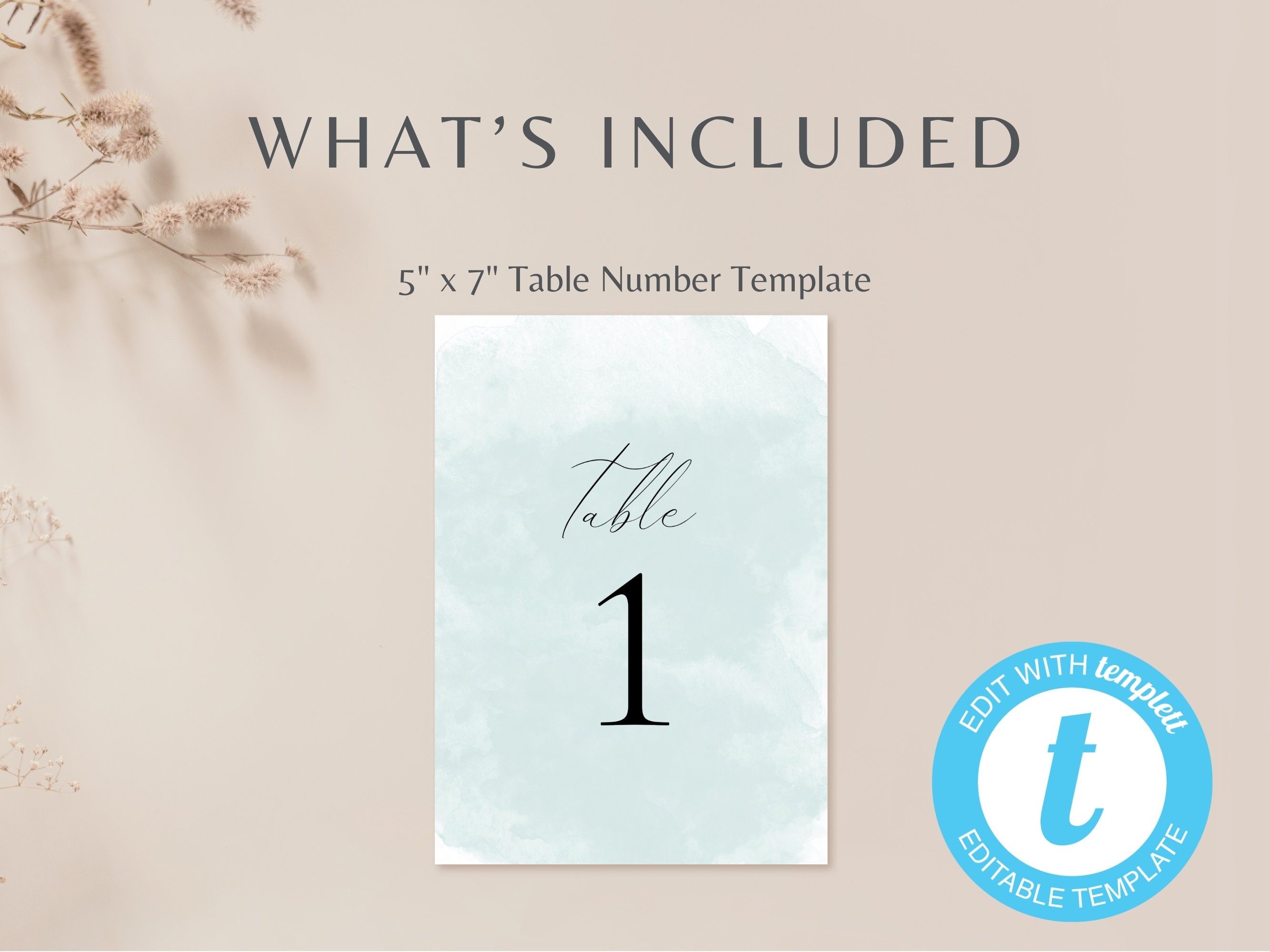 Mint Table Number Template, Printable Modern Wedding Table Numbers ...