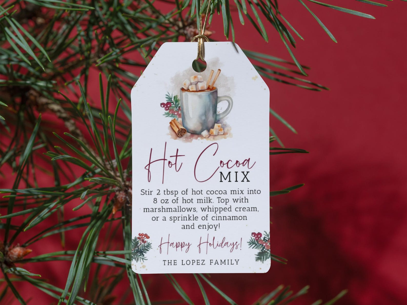 Hot Chocolate Gift Tag Template, Holiday Hot Cocoa Mix Gift Tag ...