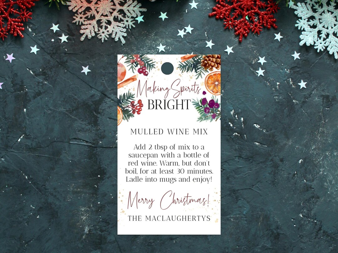 Christmas Mulled Wine Gift Tag Template, Christmas Mulling Spices Tag ...