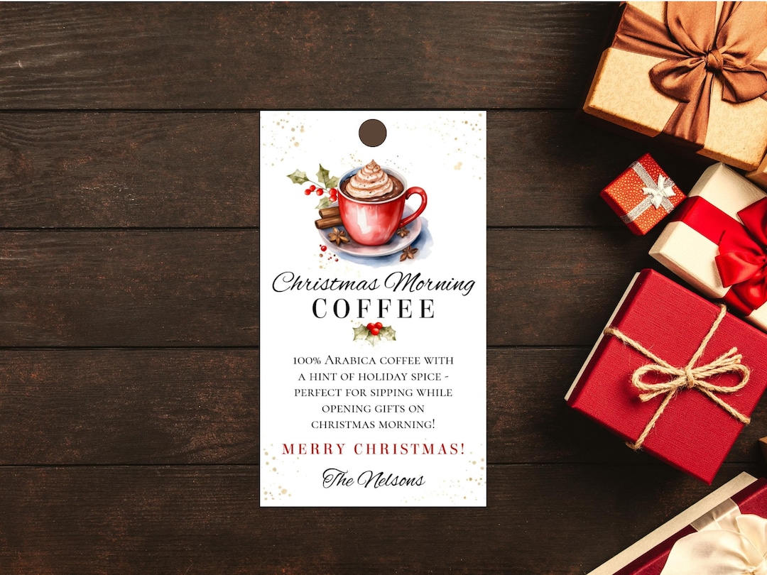 Christmas Coffee Gift Tag Template, Printable Holiday Coffee Gift Label ...