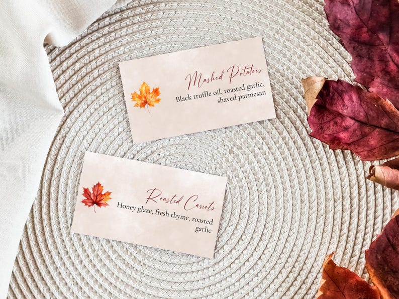 Autumn Buffet Card Template, Printable Fall Leaves Buffet Label ...