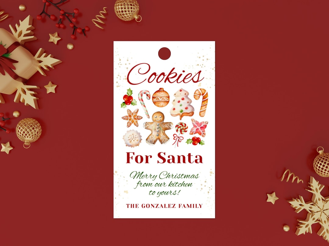 Christmas Cookies Gift Tag Template, Printable Holiday Cookie Tag ...