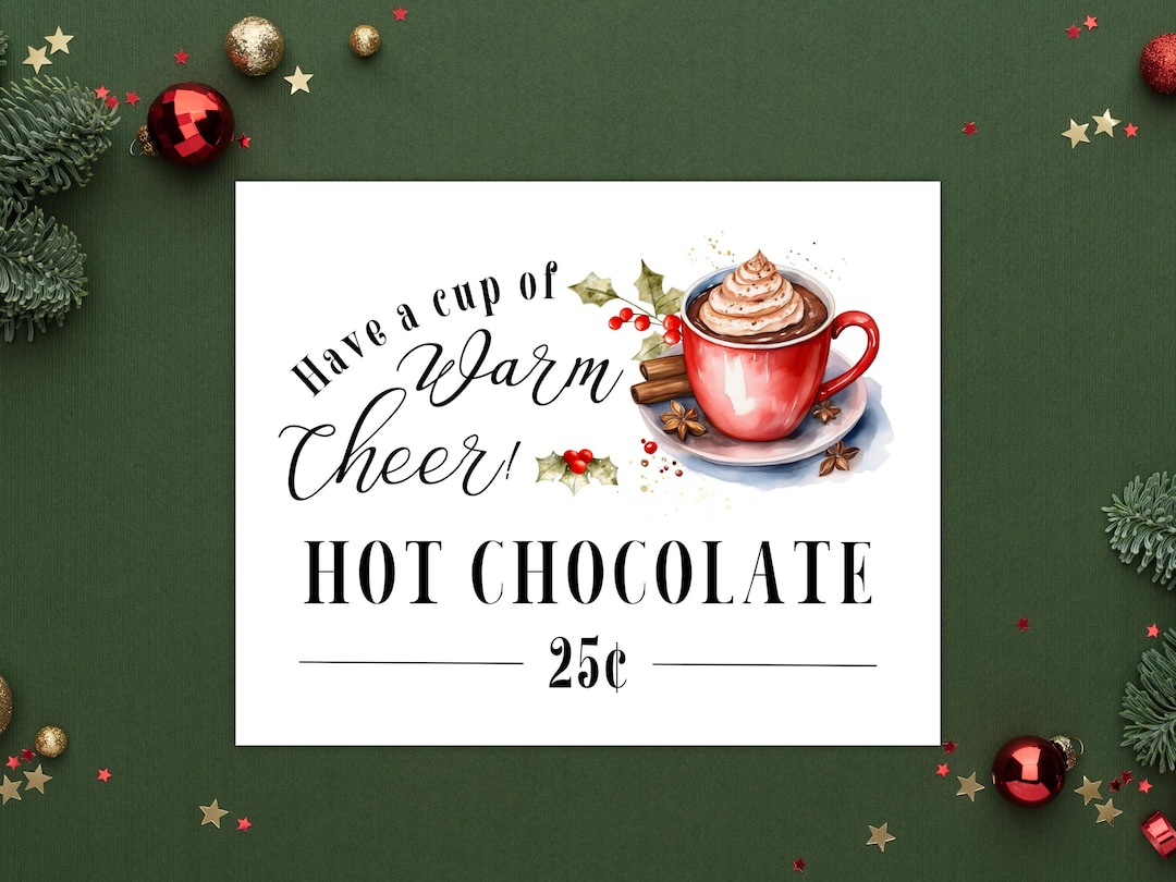 Hot Chocolate Bar Sign Printable, Christmas Hot Cocoa Station Sign, Hot ...