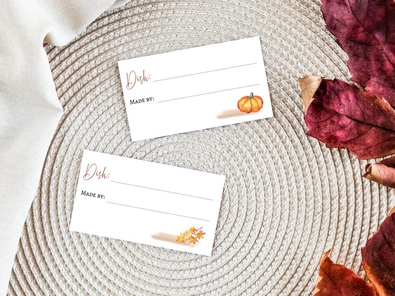 Autumn Potluck Buffet Card Printable, Thanksgiving Potluck Food Label ...