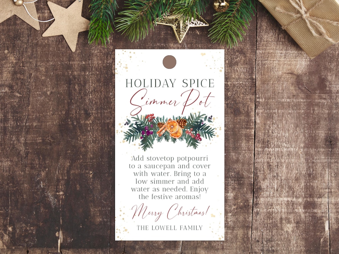 Christmas Simmer Pot Gift Tag Template, Holiday Stovetop Potpourri Gift ...