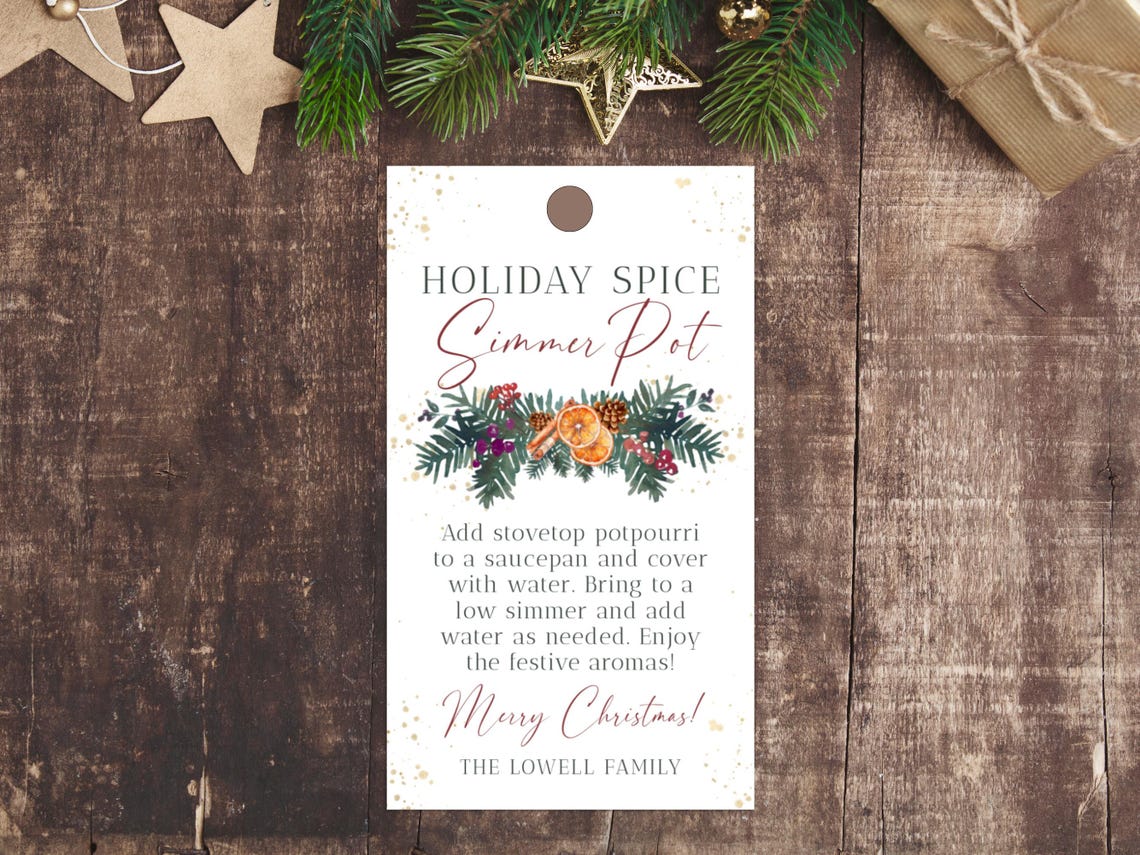 Christmas Simmer Pot Gift Tag Template, Holiday Stovetop Potpourri Gift ...