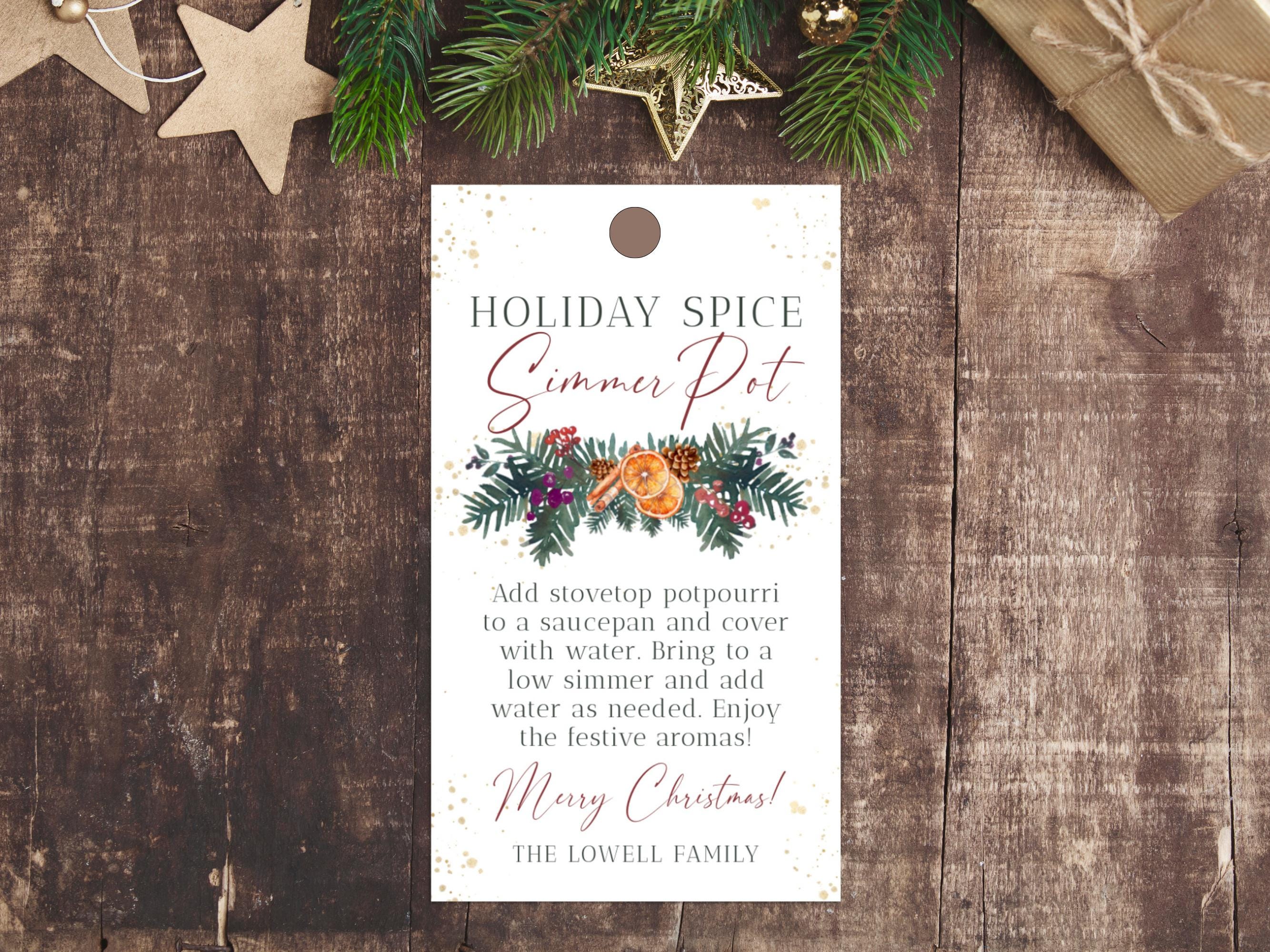 Christmas Simmer Pot Gift Tag Template, Holiday Stovetop Potpourri Gift ...