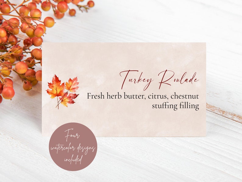 Autumn Buffet Card Template, Printable Fall Leaves Buffet Label ...