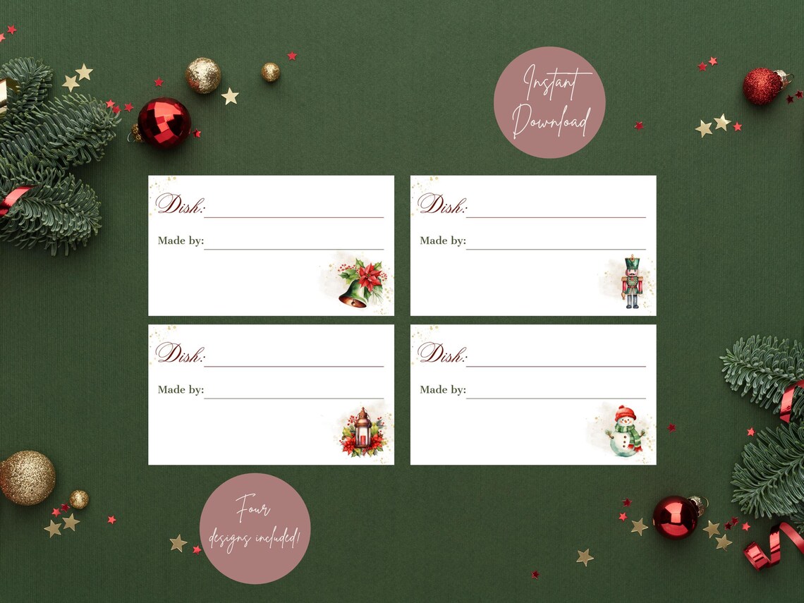 Christmas Potluck Card Printable, Holiday Buffet Labels, Christmas ...