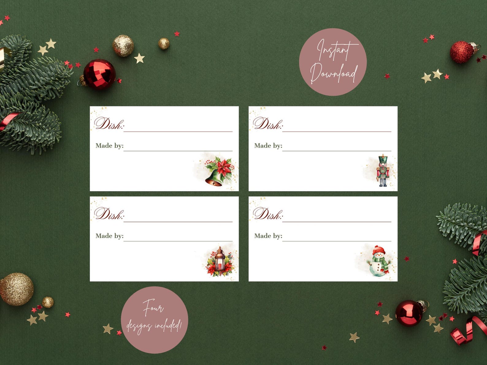 Christmas Potluck Card Printable, Holiday Buffet Labels, Christmas ...