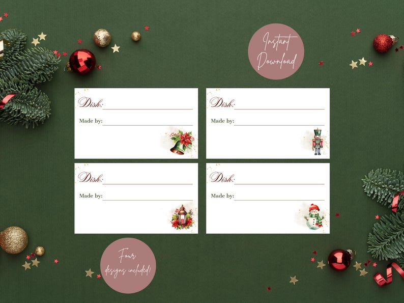 Christmas Potluck Card Printable, Holiday Buffet Labels, Christmas ...