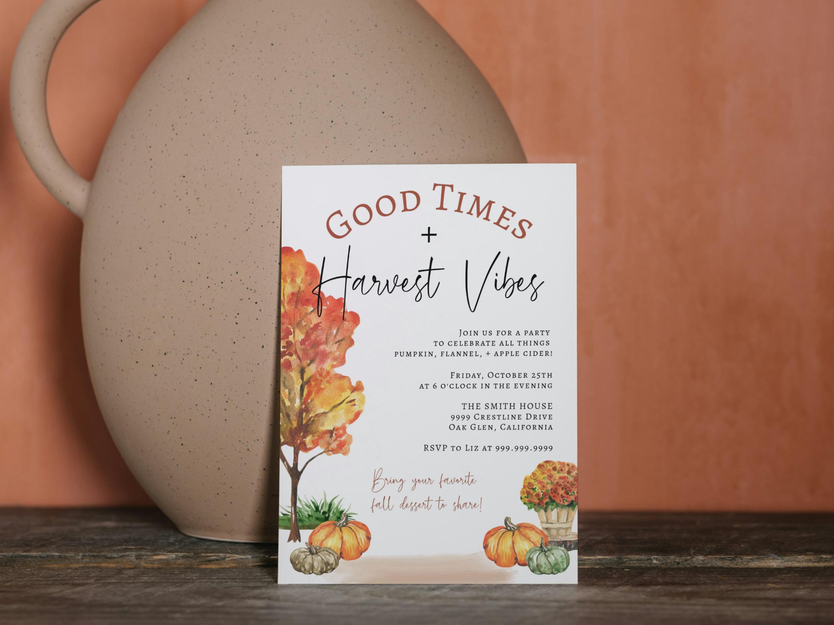 Autumn Party Invitation Template, Printable Fall-themed Party ...