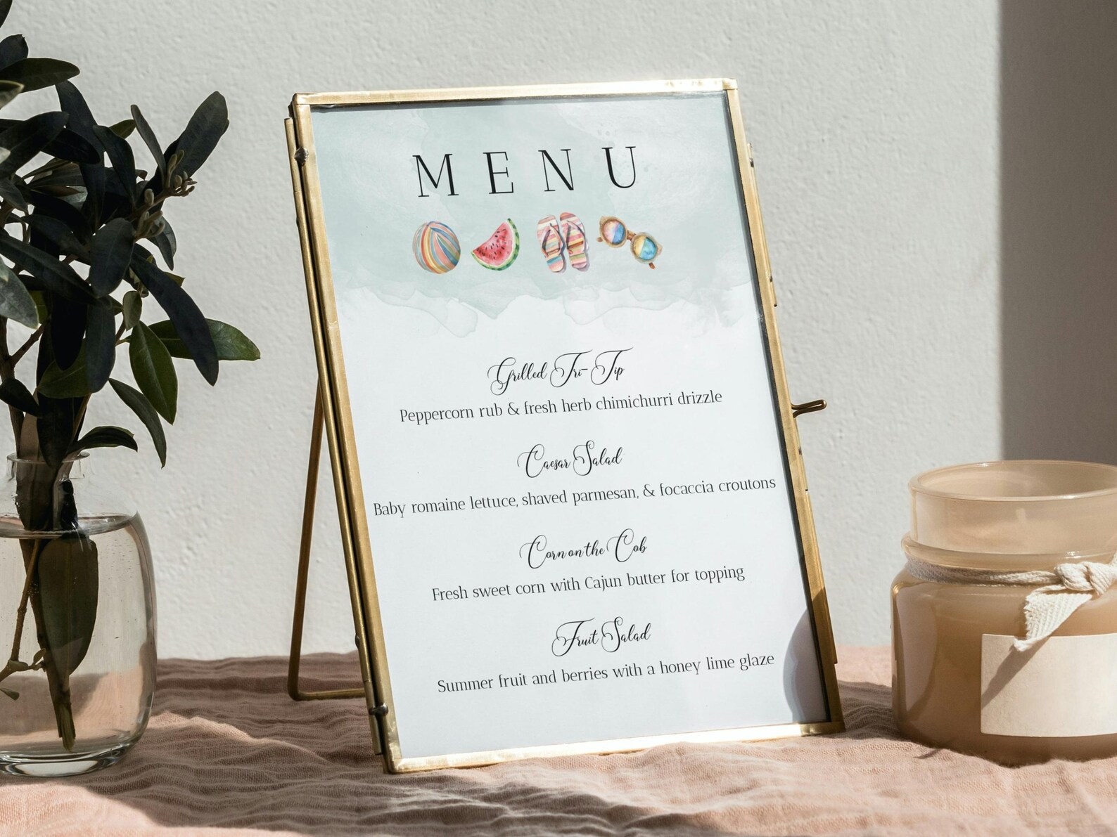 Summer Menu Template, Printable Pool Party Menu, Backyard BBQ Menu ...