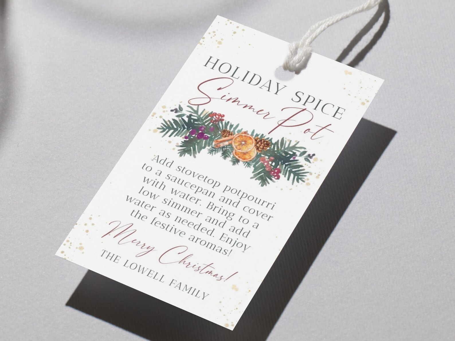 Christmas Simmer Pot Gift Tag Template, Holiday Stovetop Potpourri Gift ...