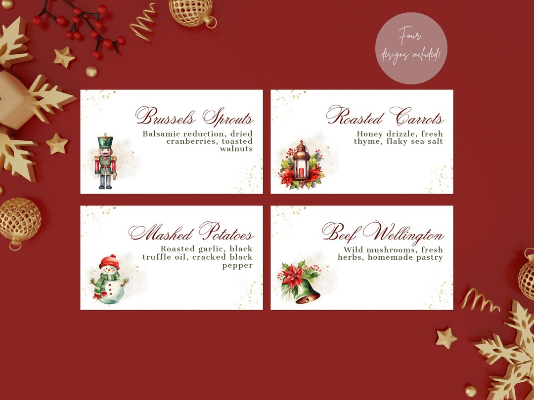 Christmas Buffet Card Template, Printable Holiday Buffet Card ...