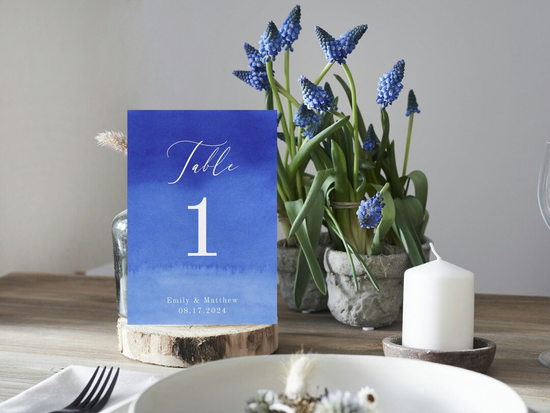 Blue Table Number Template, Printable Wedding Table Numbers, Ocean ...
