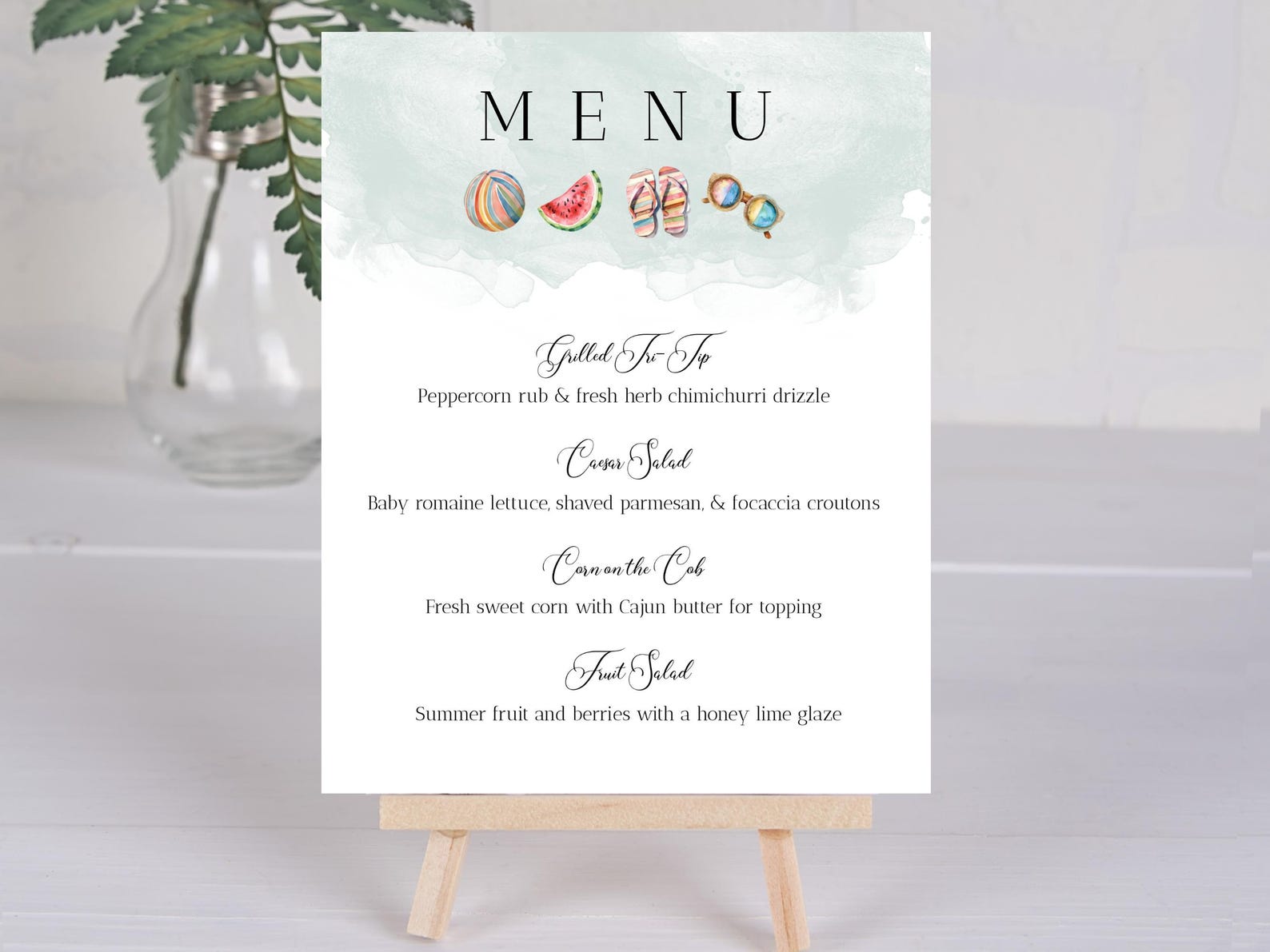 Summer Menu Template, Printable Pool Party Menu, Backyard BBQ Menu ...