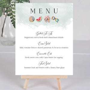 Summer Menu Template, Printable Pool Party Menu, Backyard BBQ Menu ...