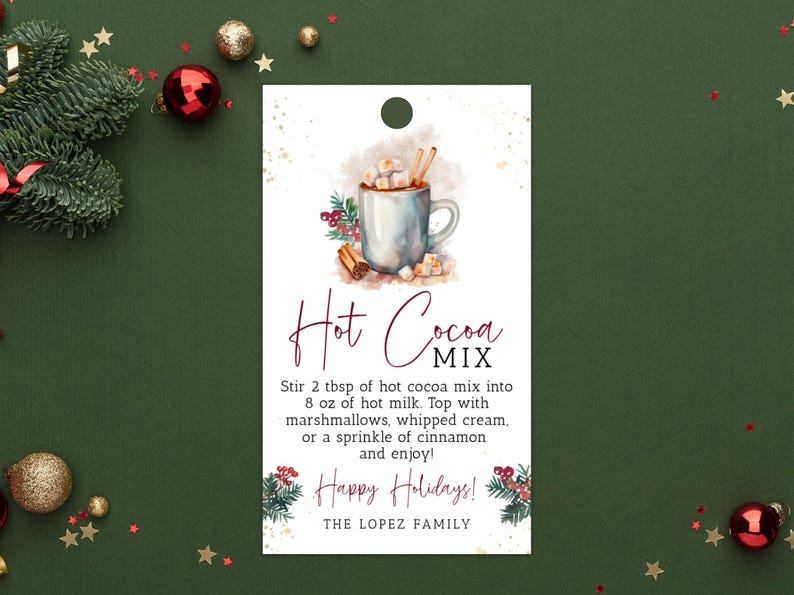 Hot Chocolate Gift Tag Template, Holiday Hot Cocoa Mix Gift Tag ...