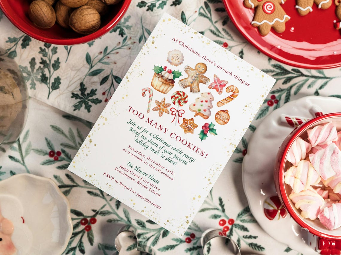 Christmas Cookie Party Invitation Template, Cookie Exchange Invite ...