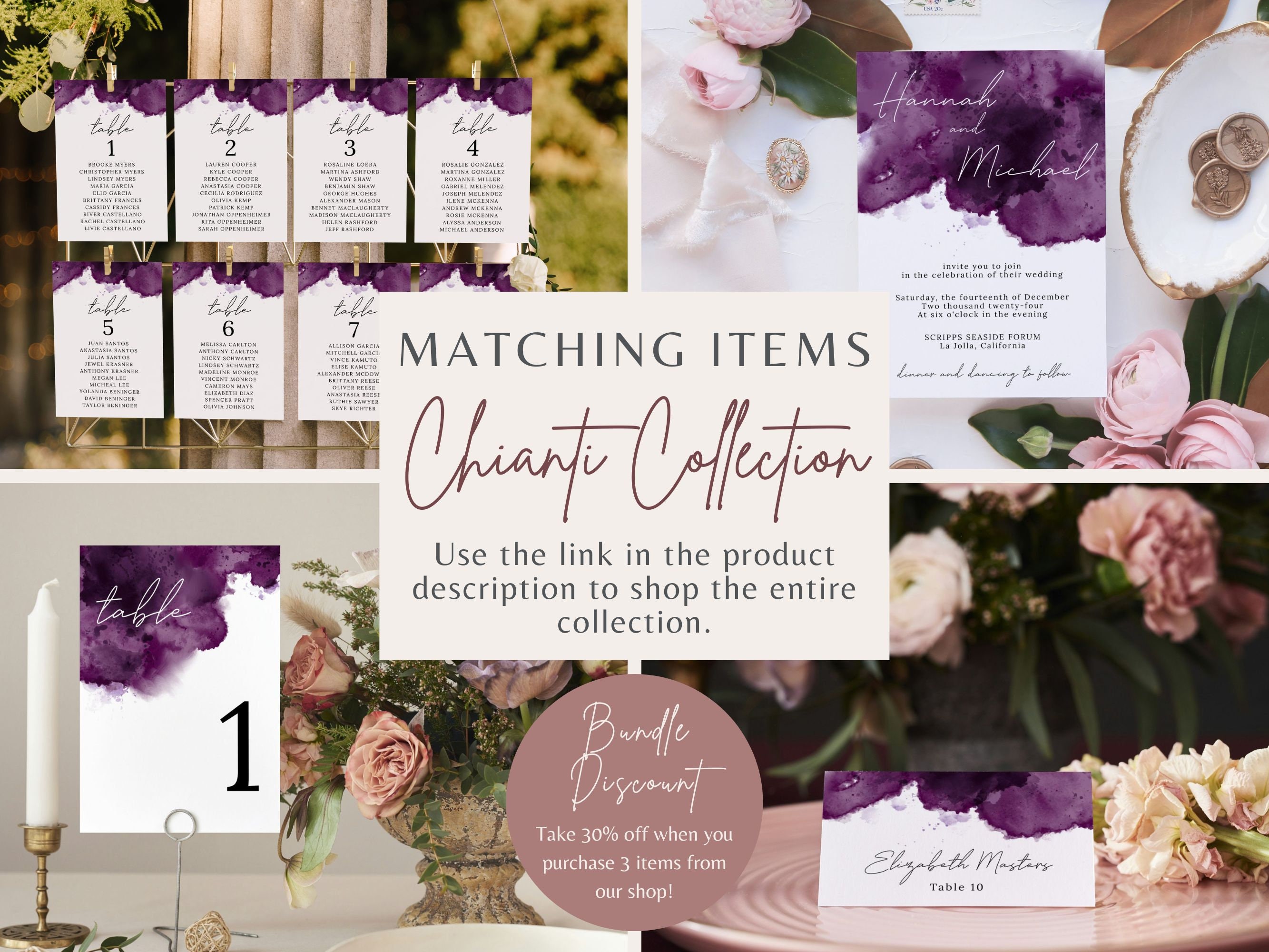 Purple Wedding Menu Template, Printable Burgundy Dinner Menu, Eggplant ...