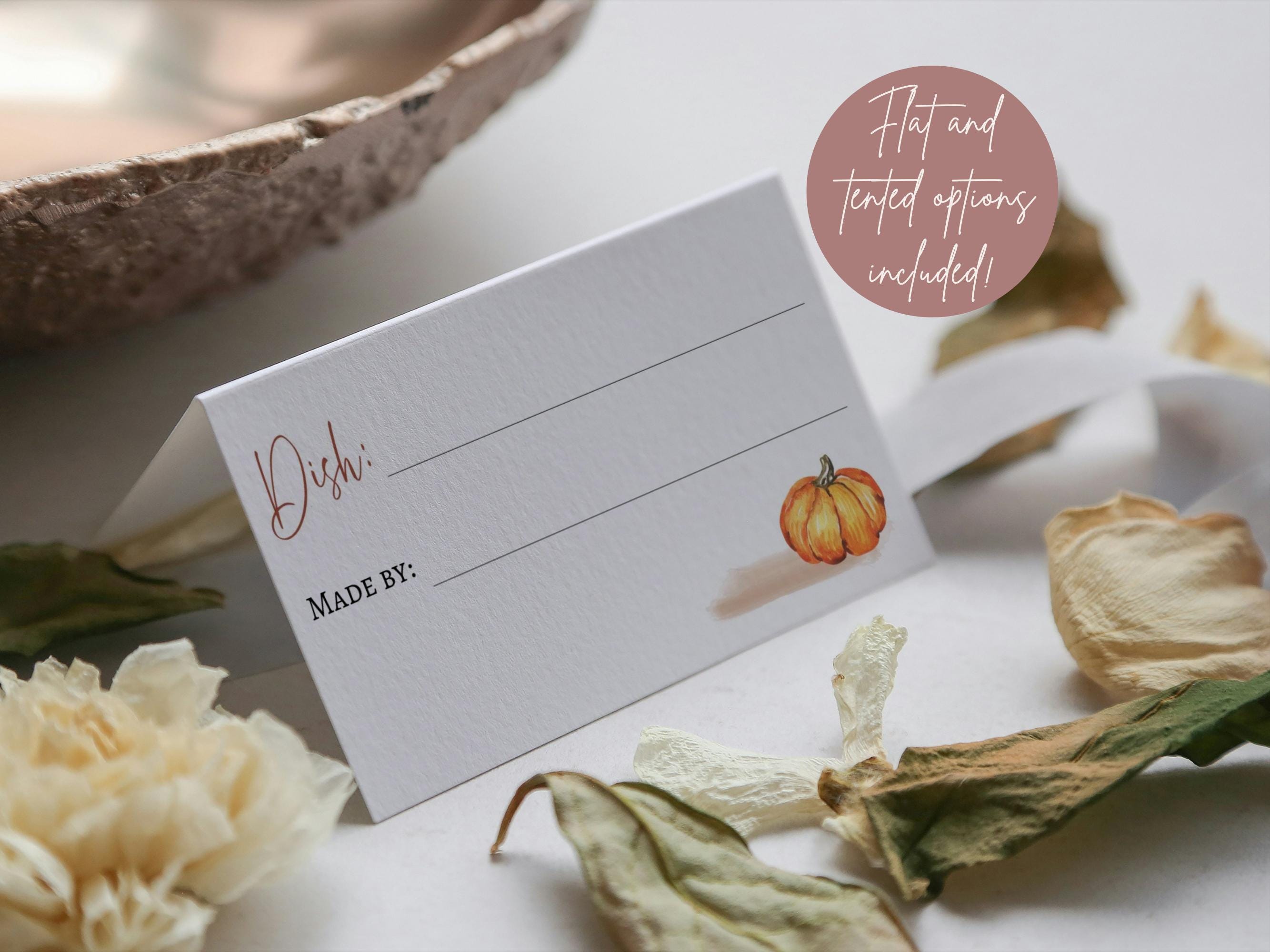 Autumn Potluck Buffet Card Printable, Thanksgiving Potluck Food Label ...